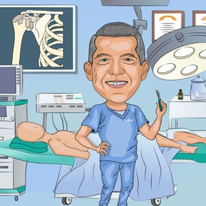Trauma Surgeon Gift - Custom Caricature From Photo, Trauma Surgery - Etsy