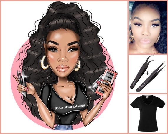 Lash Artist Logo Design Custom Cartoon Portrait for Your - Etsy