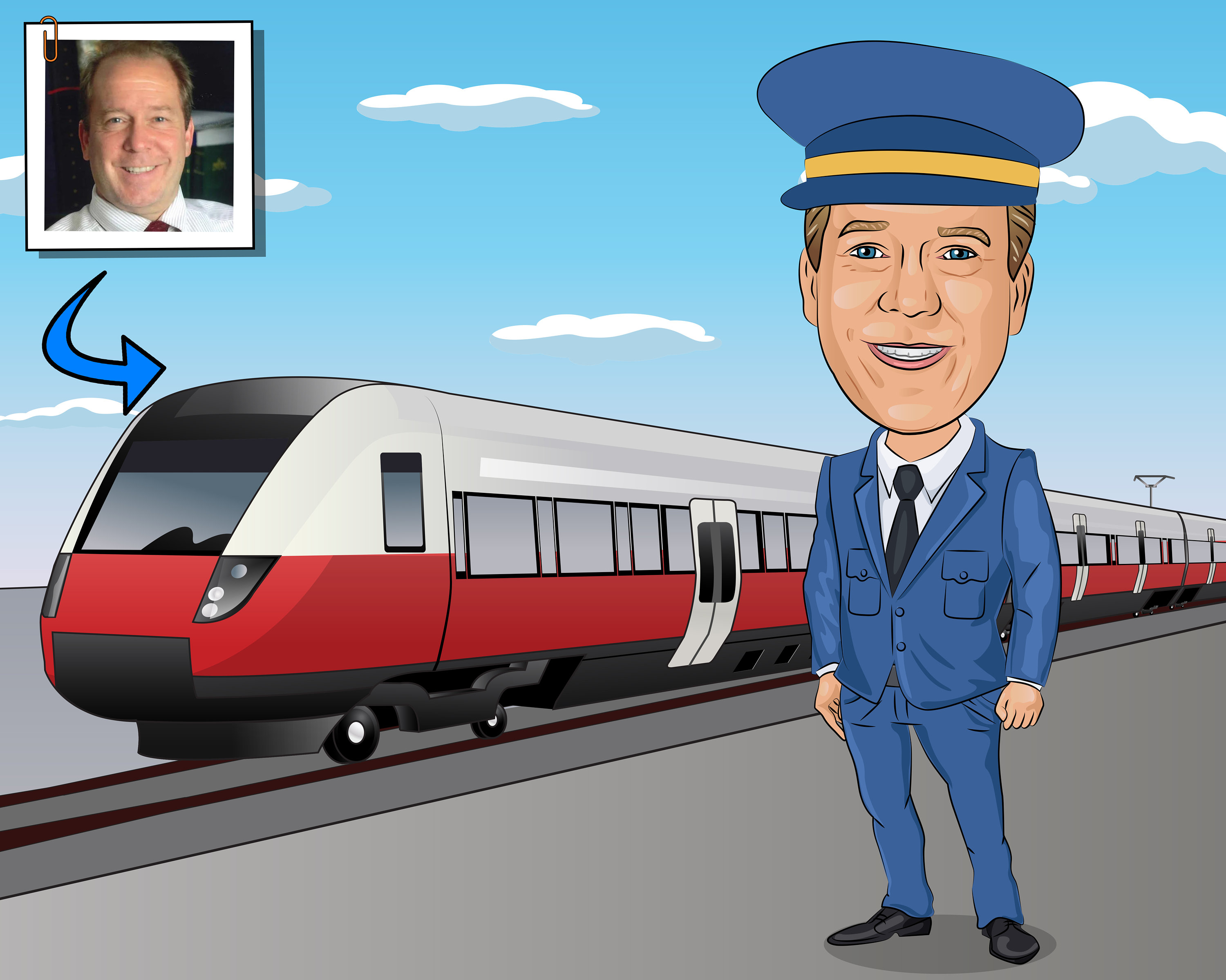 Train Operator Gift Custom Caricature From Photo Train - Etsy