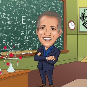 Physics Teacher Gift - Custom Caricature From Photo / Science Teacher ...