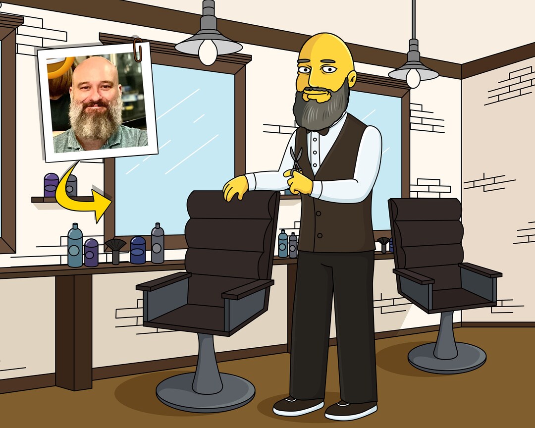 Custom Barber Portrait – Yellow Cartoon Character Gift (digital File ...
