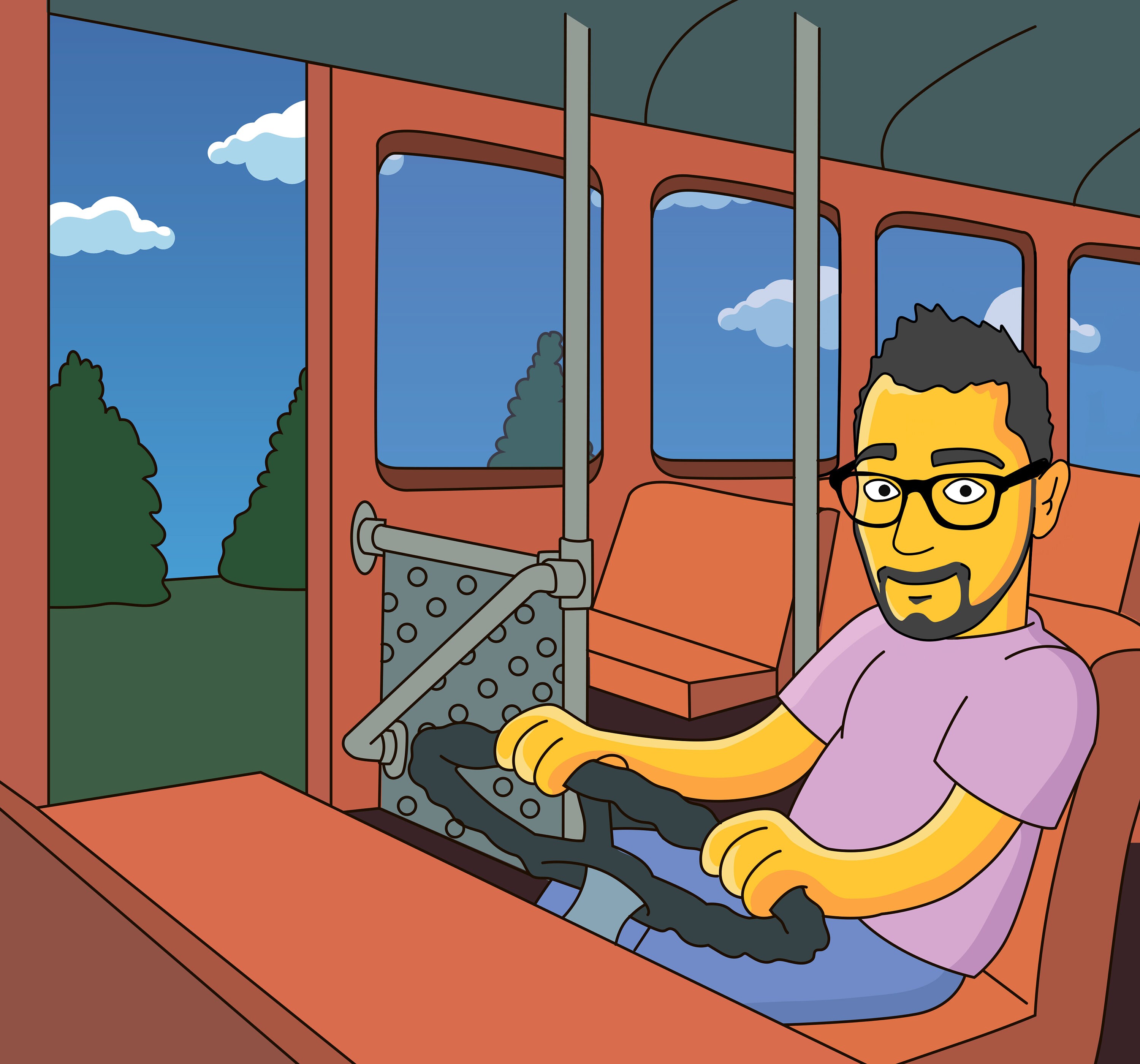 Bus Driver Gift Custom Portrait From Photo as Yellow Cartoon | Etsy