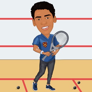 Squash Player Gift - Custom Caricature Portrait From Your Photo ...