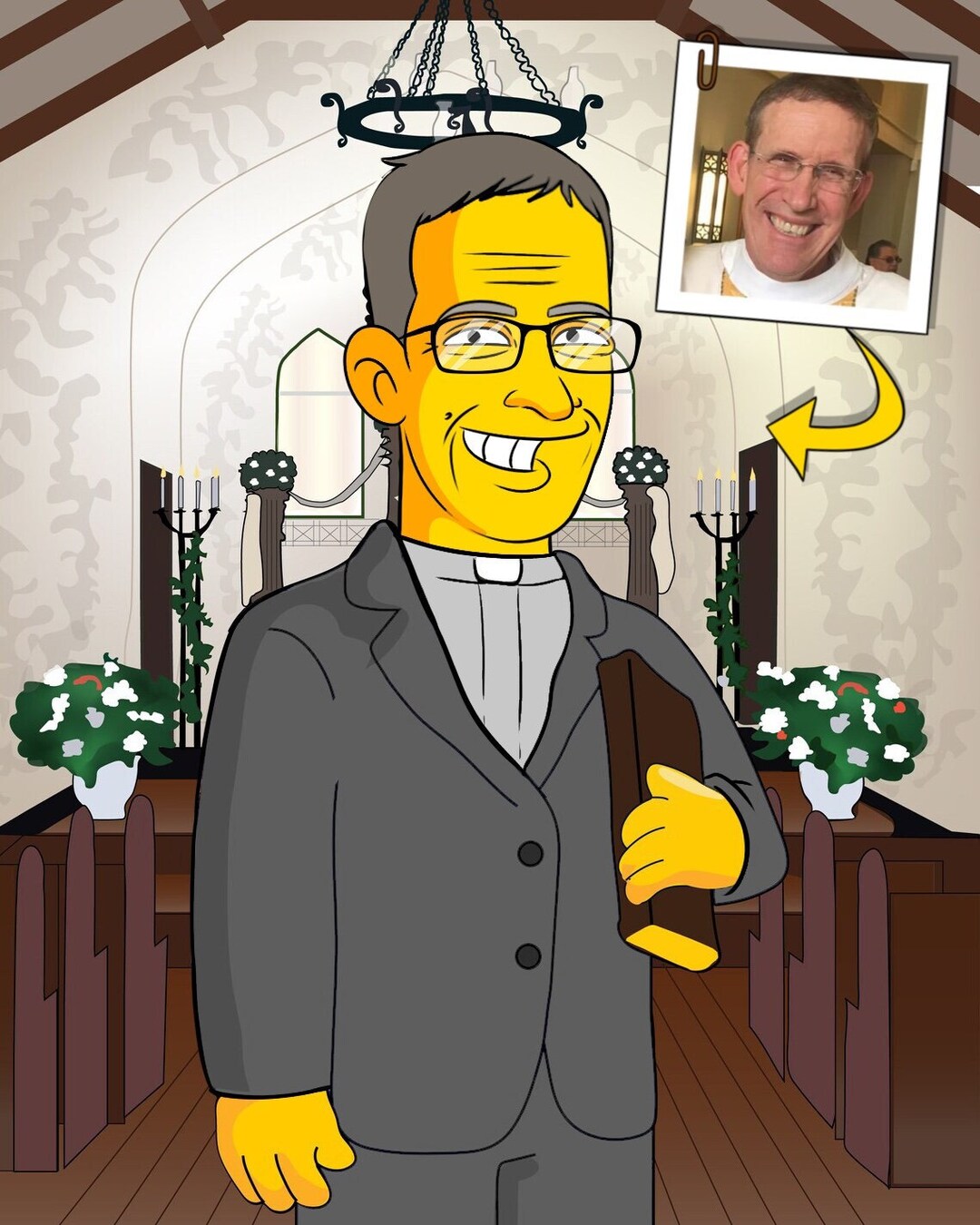 Chaplain Gift - Custom Portrait as Cartoon Character From Photo - Etsy