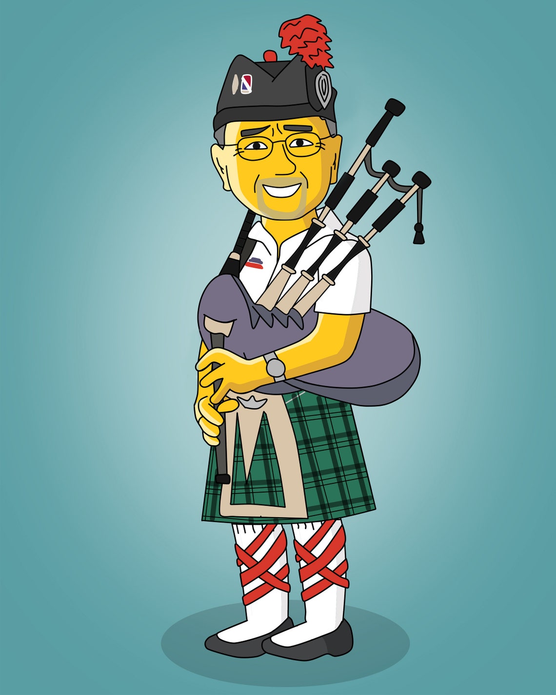 Dudelsack Spieler Geschenk - Portrait als Zeichentrickfigur ...