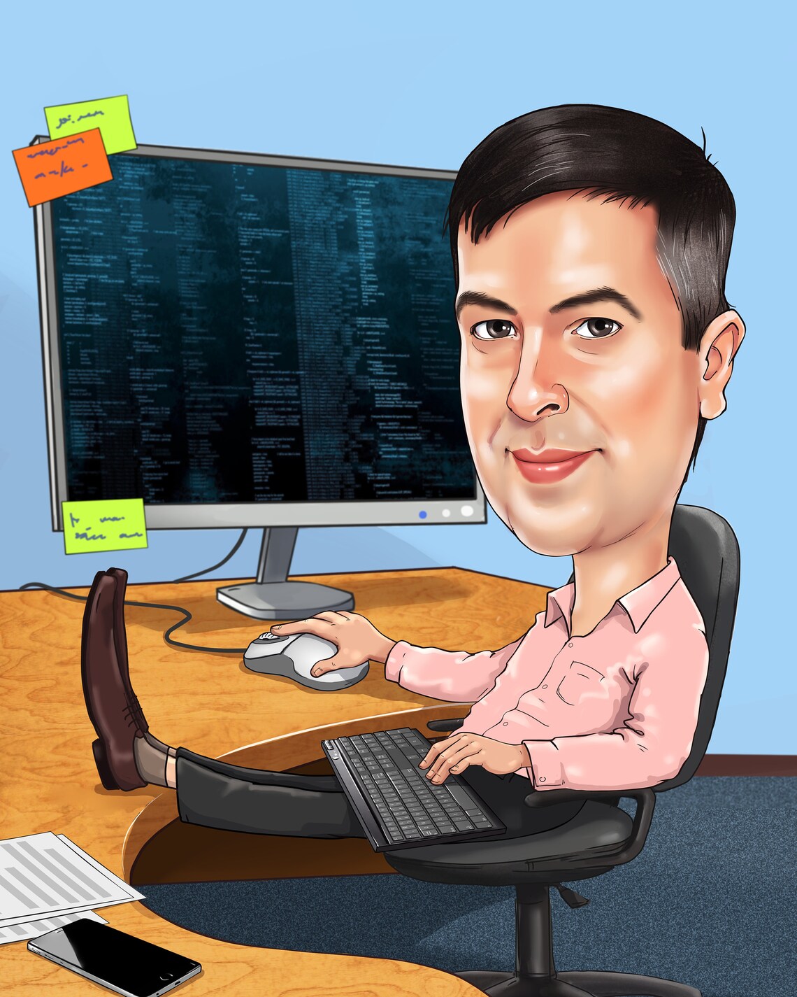 Programmer Gift Caricature Portrait From Photo / Gift for - Etsy