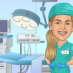 Operating Room Nurse Gift - Custom Caricature From Your Photo, Surgery ...