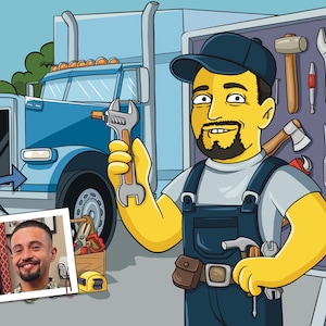 Diesel Mechanic Gift - Custom Portrait as Yellow Character - Etsy
