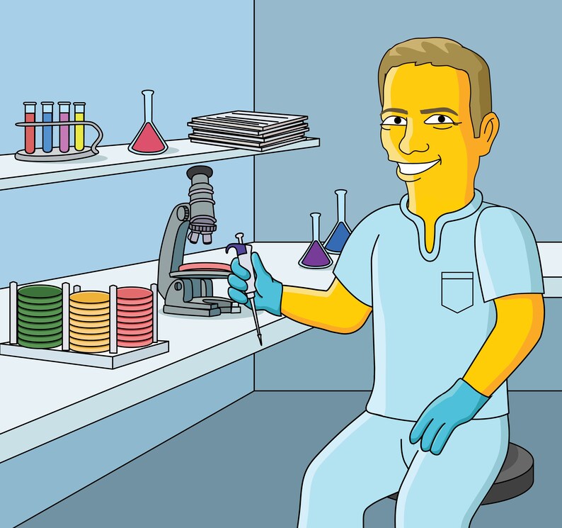 Lab Tech Coffee Mug With Custom Portrait as Yellow Cartoon Character ...