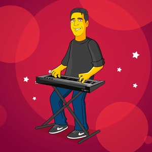 Keyboard Player Gift - Portrait as Cartoon Character / Keyboardist Gift ...
