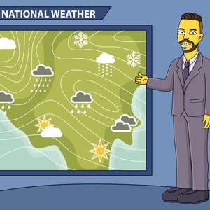 Weather Broadcater Gift - Custom Portrait as Cartoon Character, Weather ...