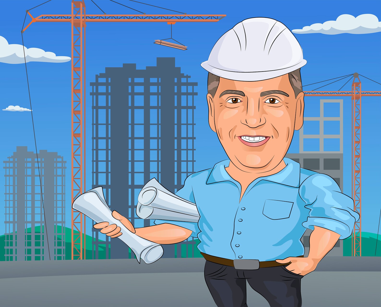 Civil Engineer Gift Custom Caricature Portrait From Your | Etsy