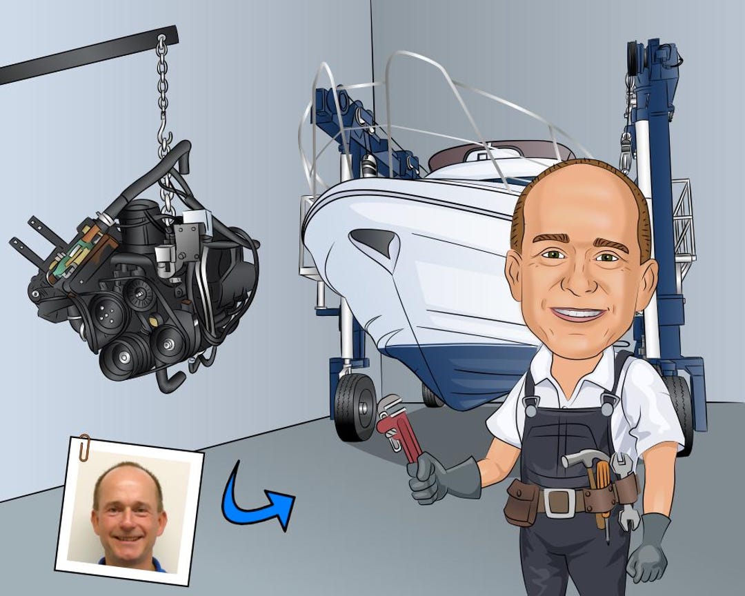 Boat Mechanic Gift - Custom Caricature From Photo - Etsy