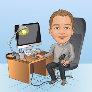 Gamer Gift - Custom Caricature Portrait From Your Photo / Gaming ...