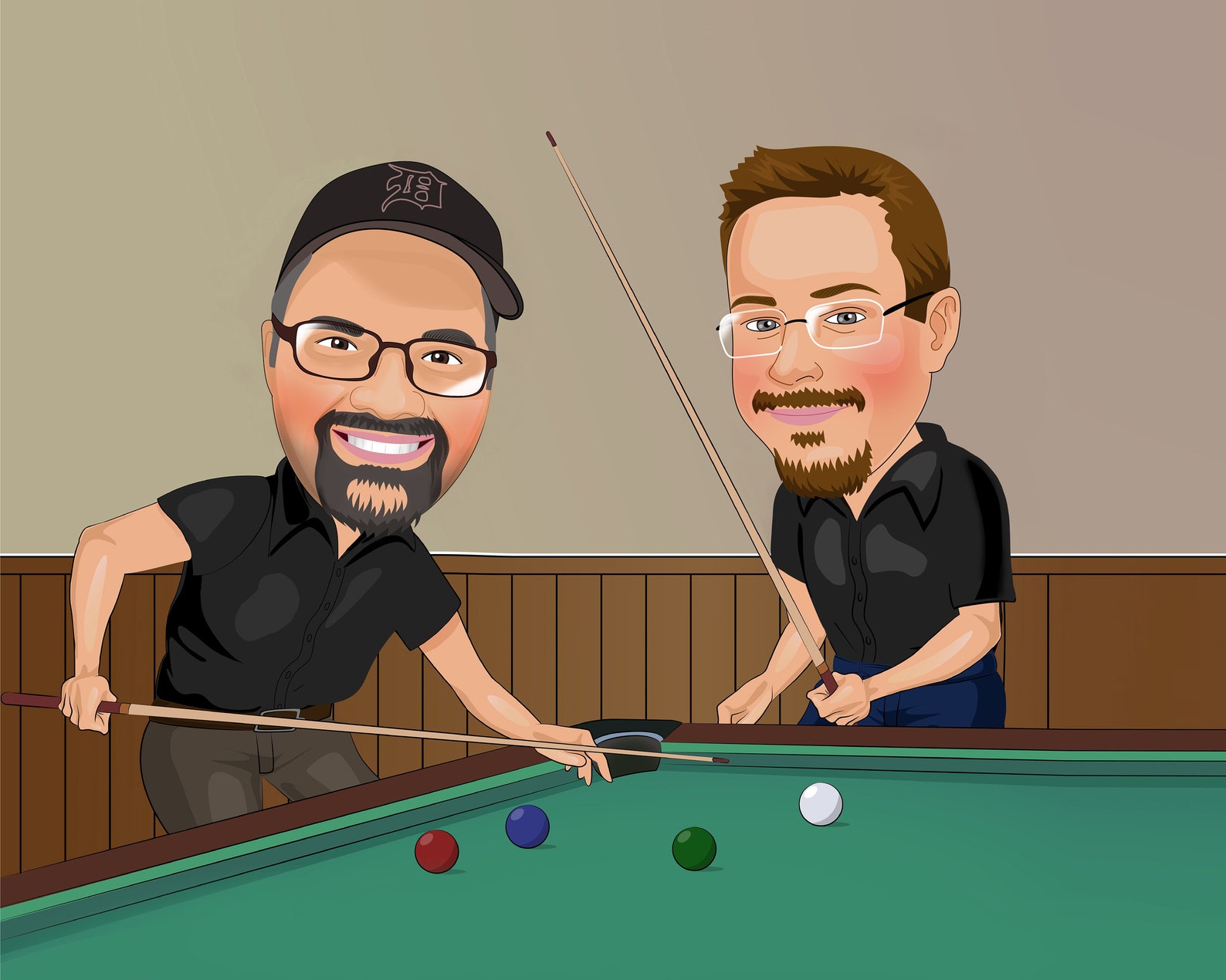 Pool Player Gift Custom Caricature Portrait From Photo / - Etsy