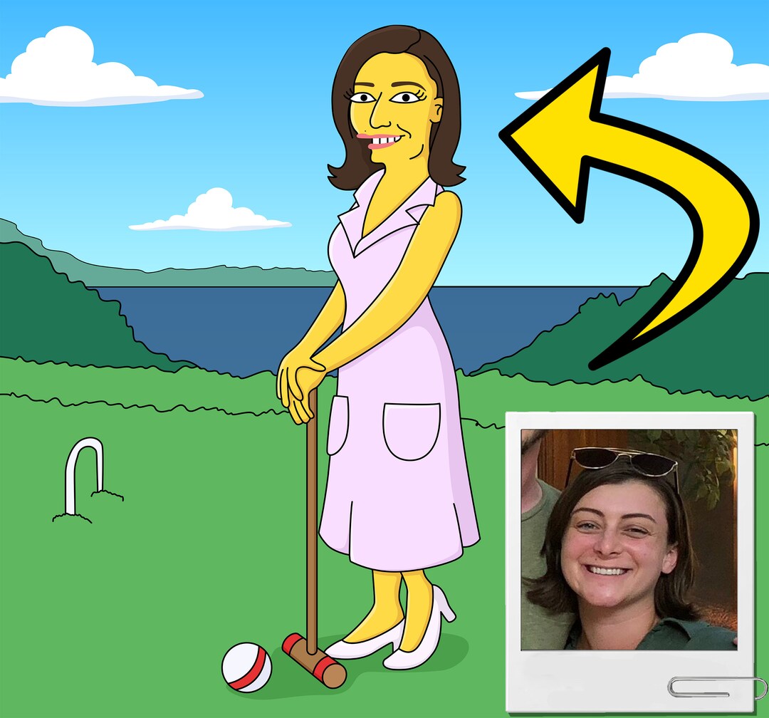 Croquet Player Gift - Custom Portrait From Photo as Yellow Character ...