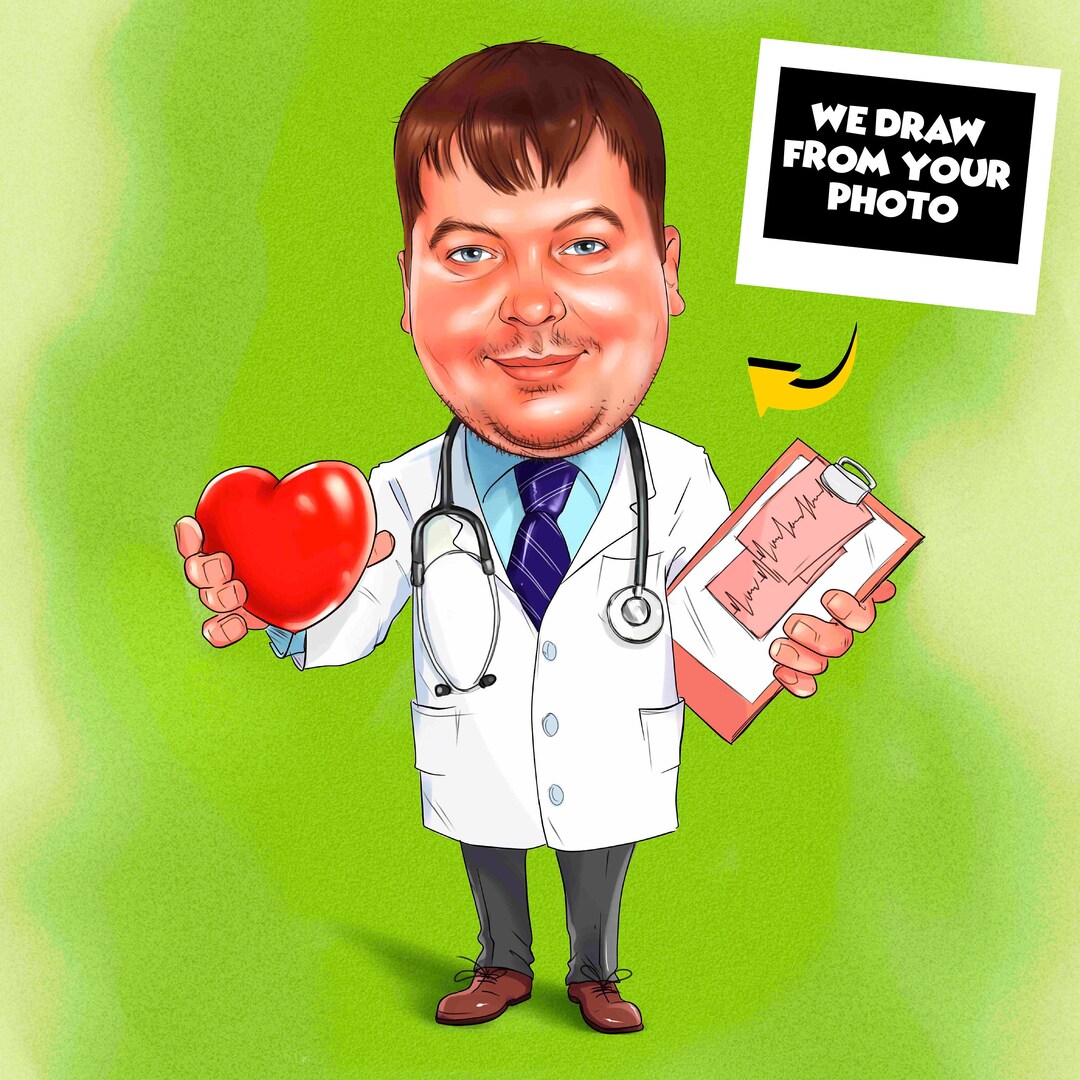 Cardiology Gifts - Custom Caricature From Photo, Cardiologist Gift - Etsy