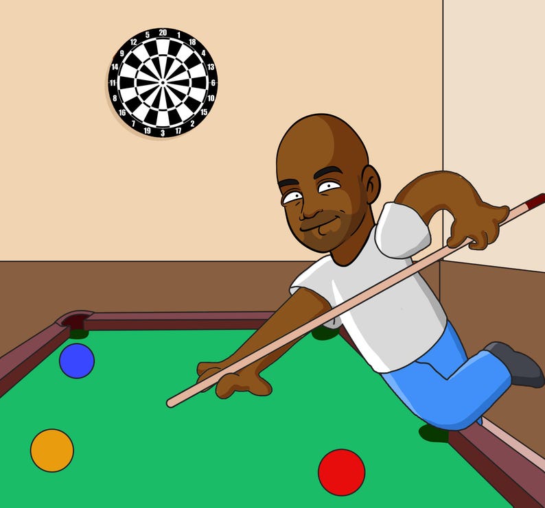 Pool Player Gifts - Custom Cartoon From Photo, Billiards Player Gift ...