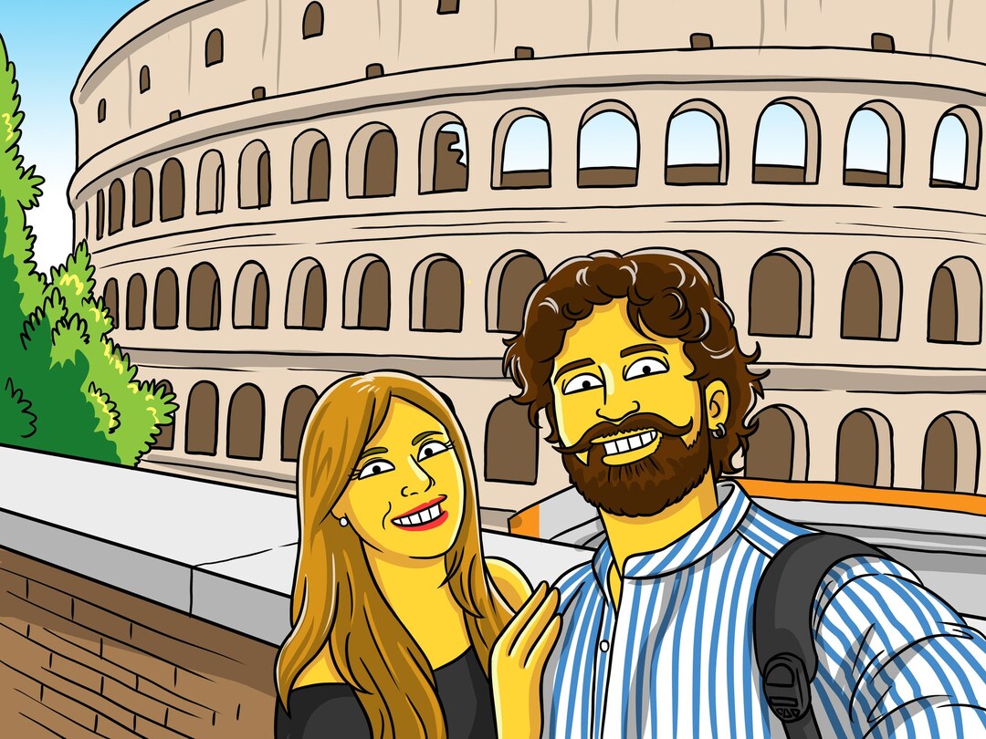 Rome Gift Custom Yellow Cartoon Portrait From Photo, Ancient Rome Print ...
