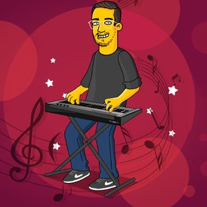 Keyboard Player Gift - Portrait as Cartoon Character / Keyboardist Gift ...