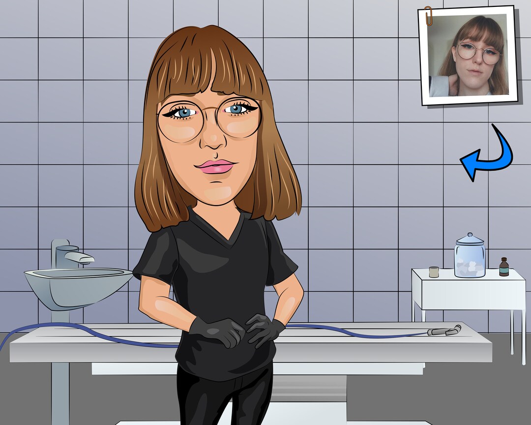 Embalmer Gift - Custom Caricature Portrait From Your Photo - Etsy