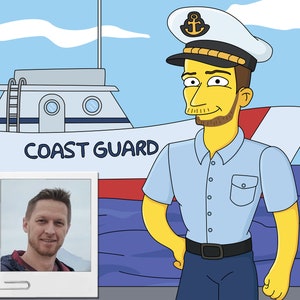 Coast Guard Gift - Custom Portrait From Photo as Yellow Character - Etsy