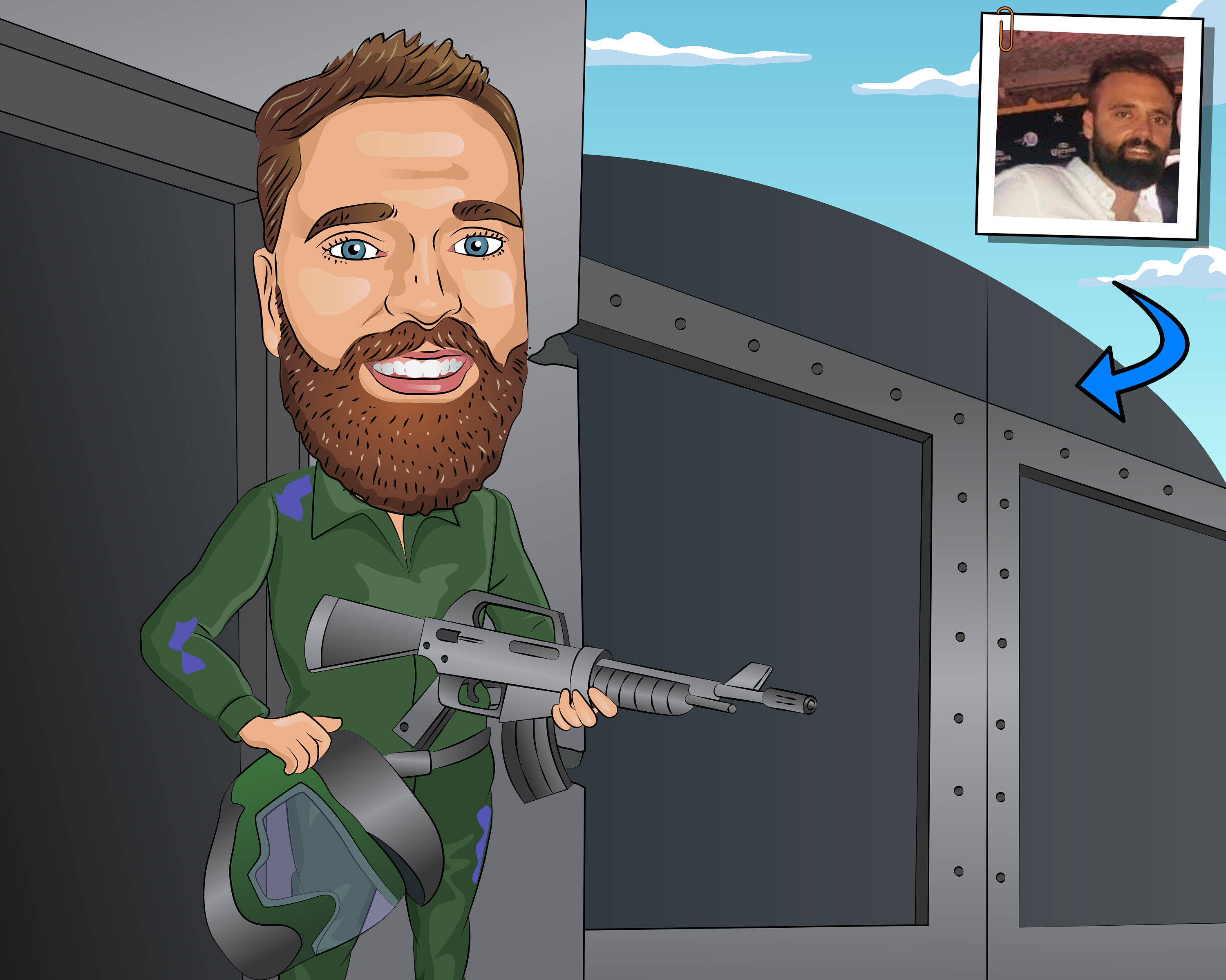 Airsoft Player Gift Custom Caricature Portrait From Your - Etsy
