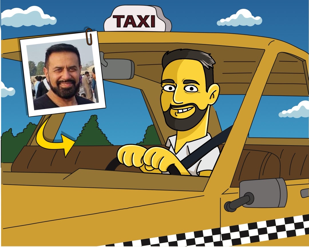 Custom Taxi Driver Portrait – Yellow Cartoon Character Gift (digital ...