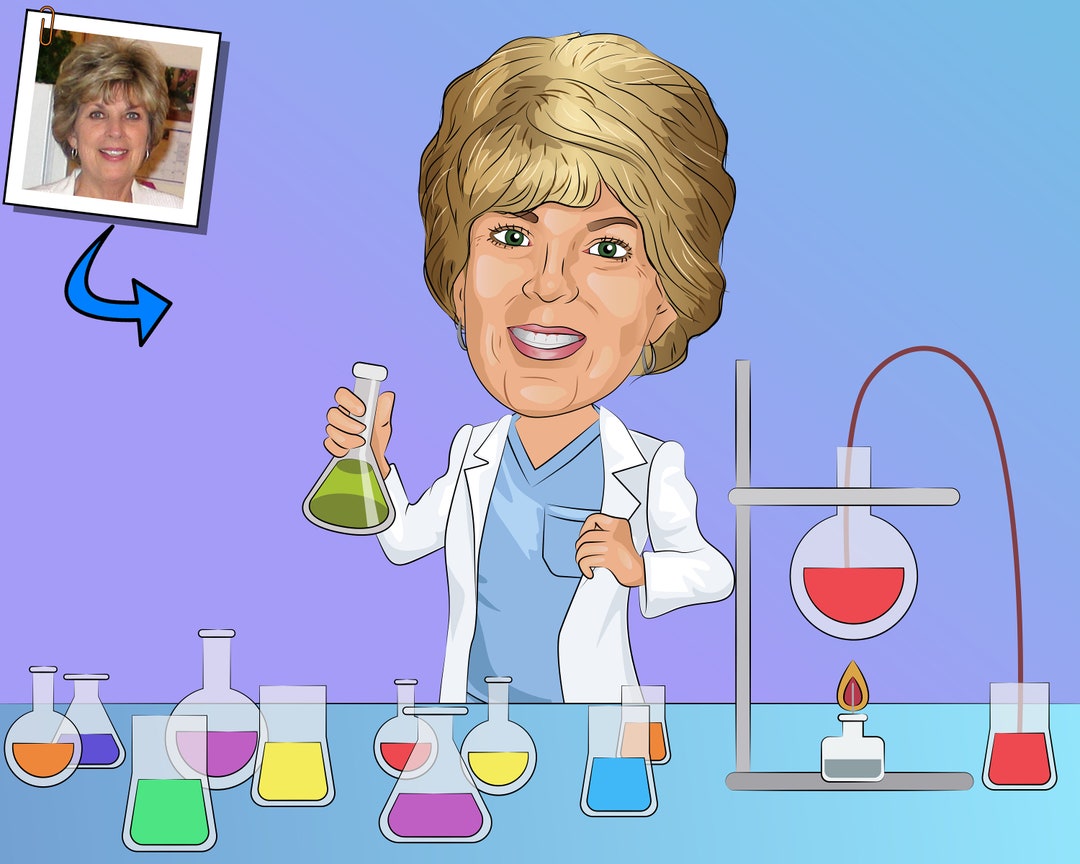 Lab Tech Gift - Custom Caricature Portrait From Your Photo / Laboratory ...