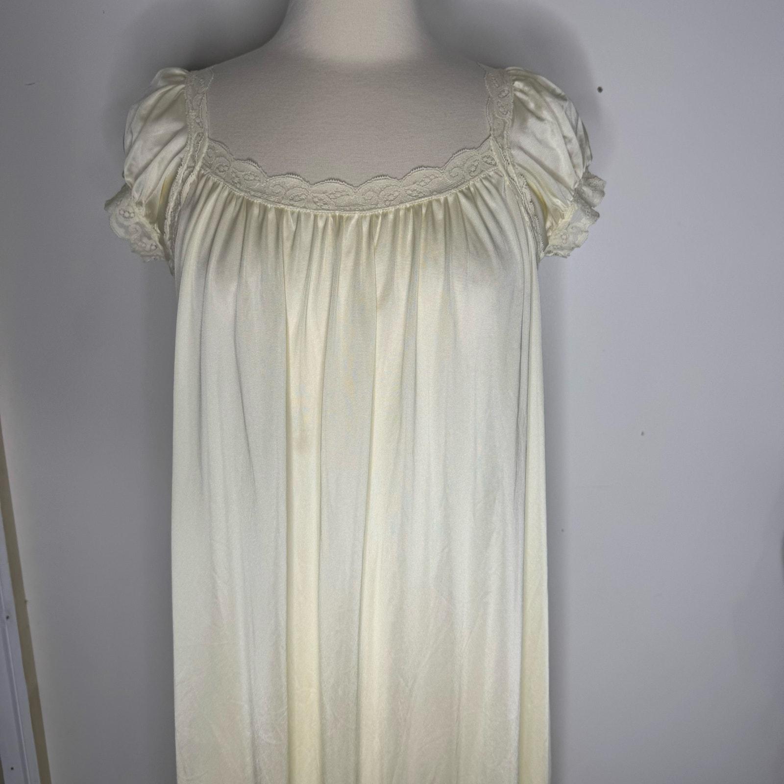Vintage 1980s OLGA Butter Yellow Square Neck Milkmaid Maxi Nightgown ...