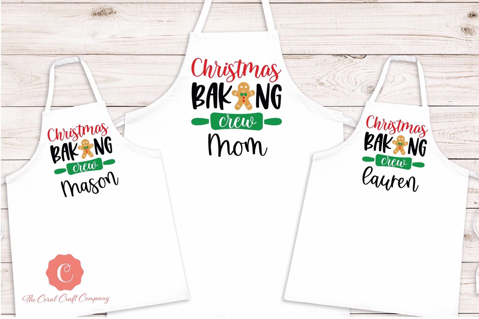 Personalized Family Apron Sets-christmas Baking Crew Mommy - Etsy