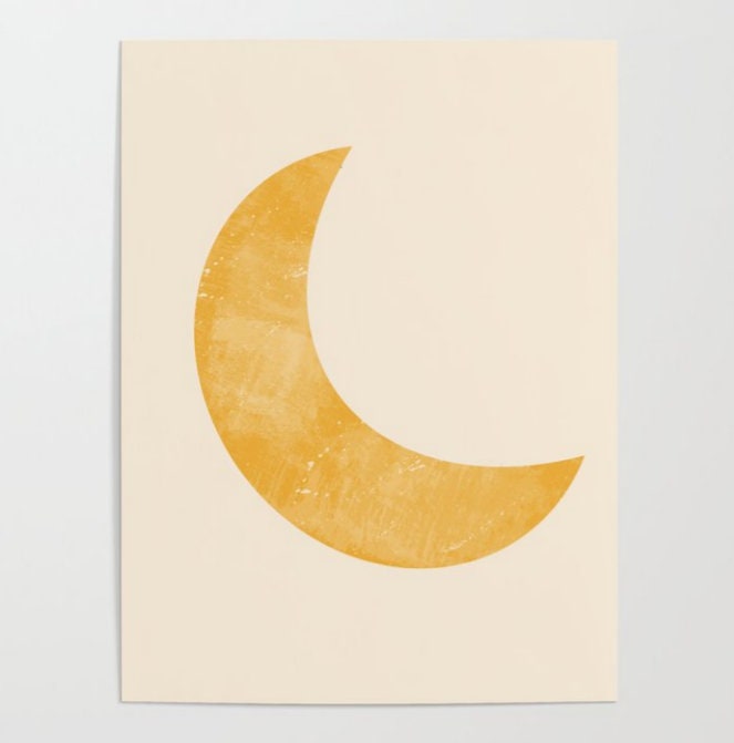 Wall Art Moon Yellow Abstract Minimalist Calm Digital Download Print ...