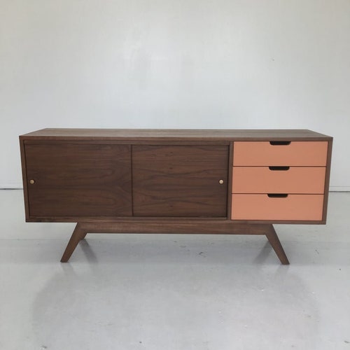 Walnut TV Stand MCM Media Console Mid Century Modern | Etsy