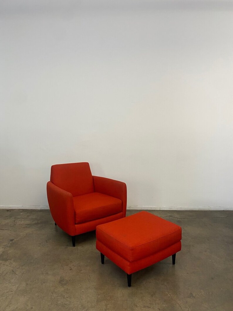 CB2 Red Lounge Chair and Ottoman - Etsy