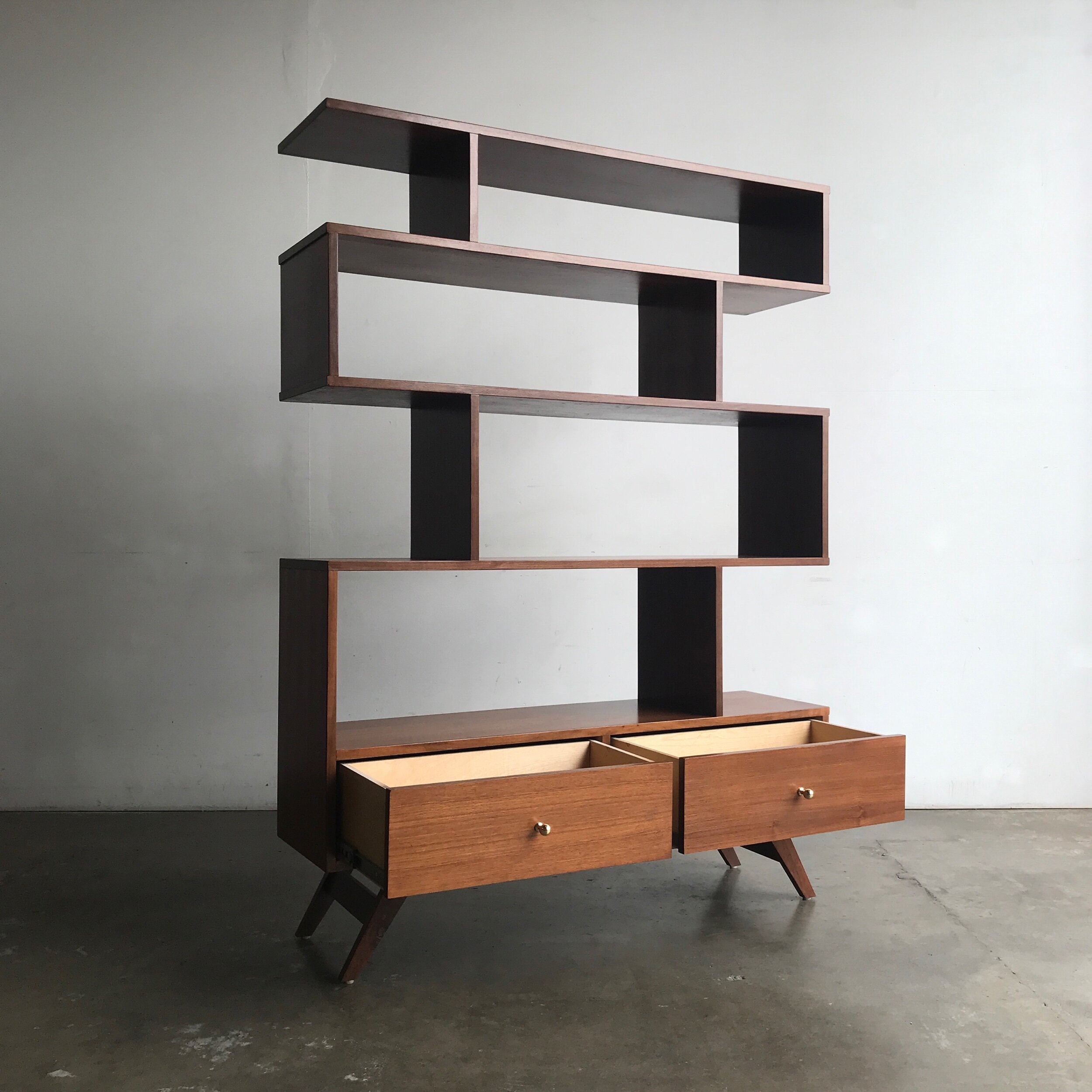Made to Order Staggered Bookcase in Walnut Two Drawers - Etsy