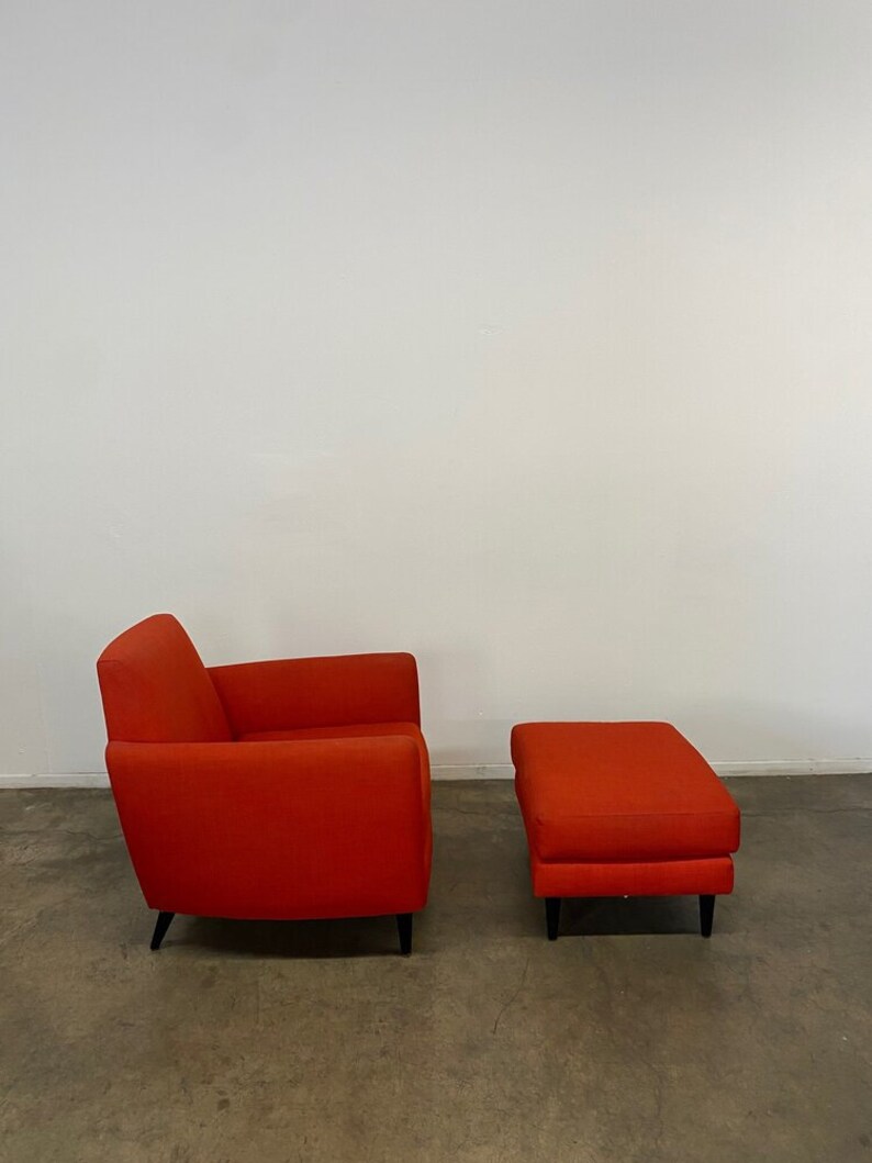 CB2 Red Lounge Chair and Ottoman - Etsy
