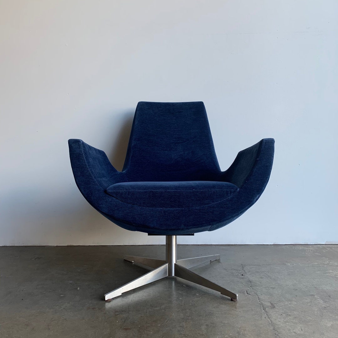 Martin Brattrud Lounge Chair Blue Upholstery - Etsy