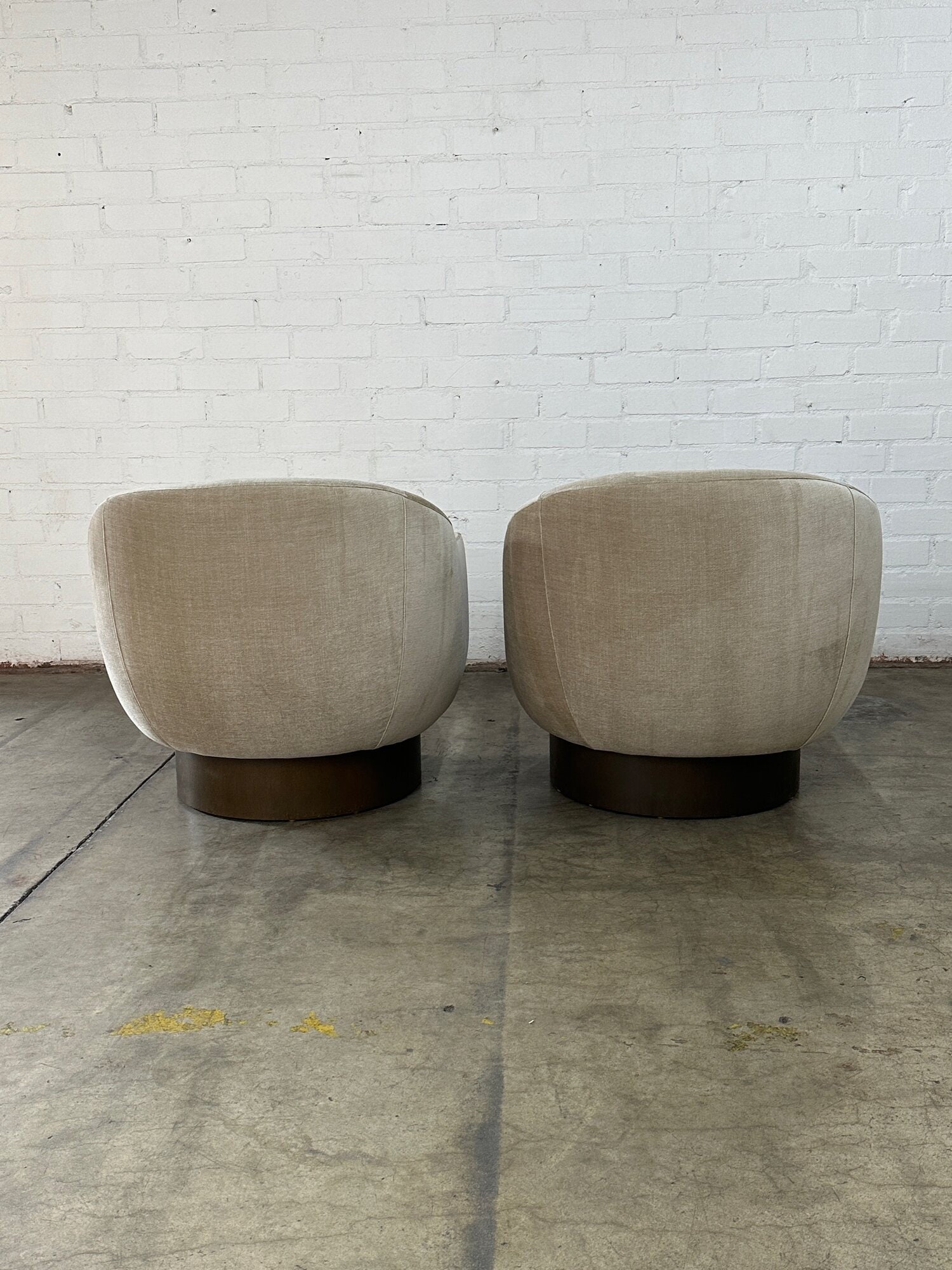 Plinth Base Barrel Lounge Chairs Pair - Etsy