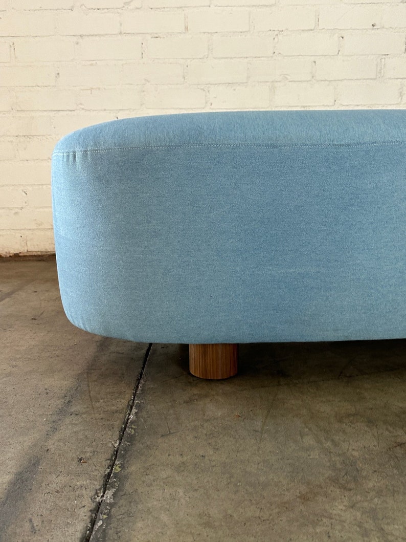 Denim Ottoman With Walnut Legs - Etsy