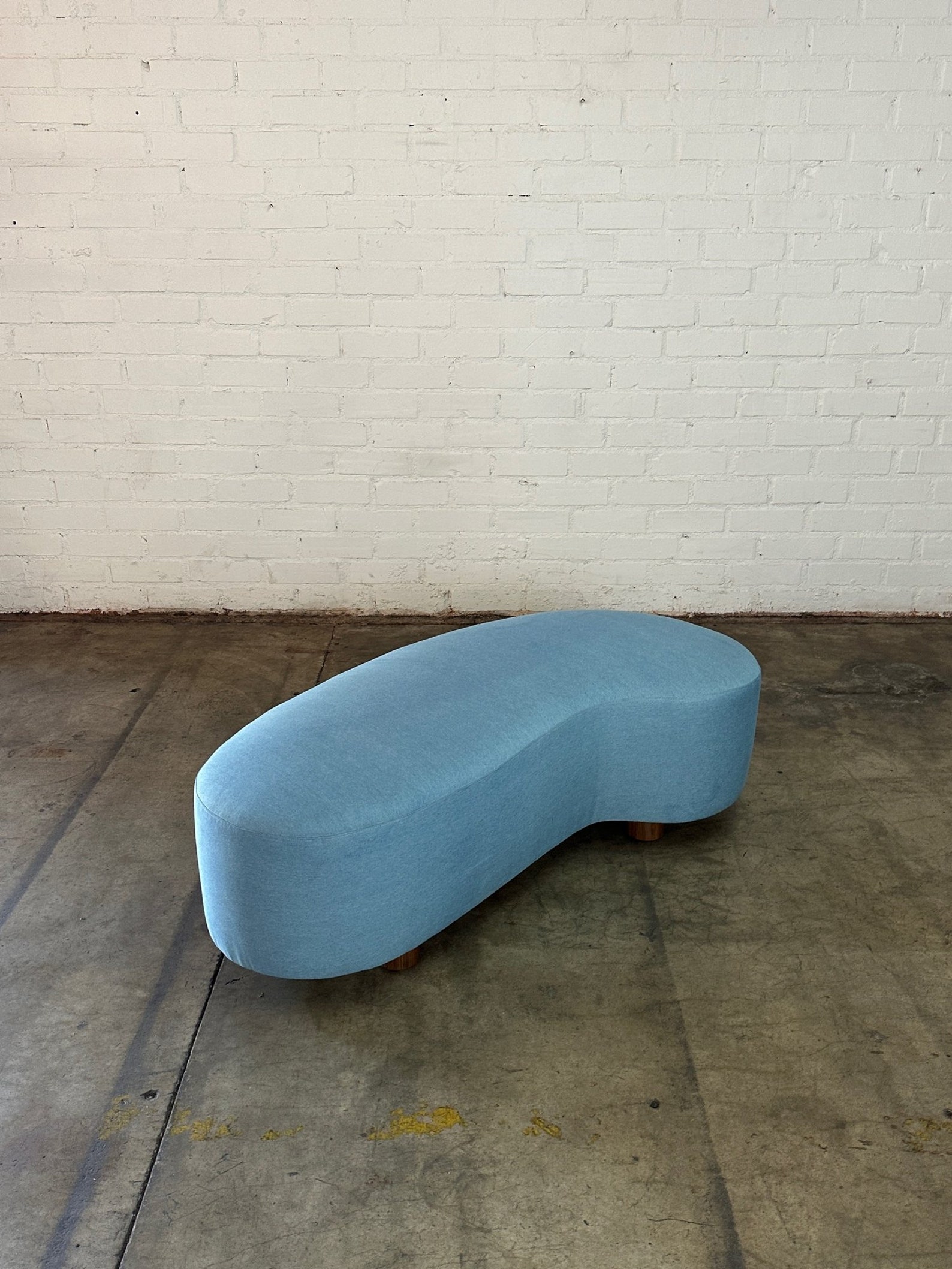Denim Ottoman With Walnut Legs - Etsy