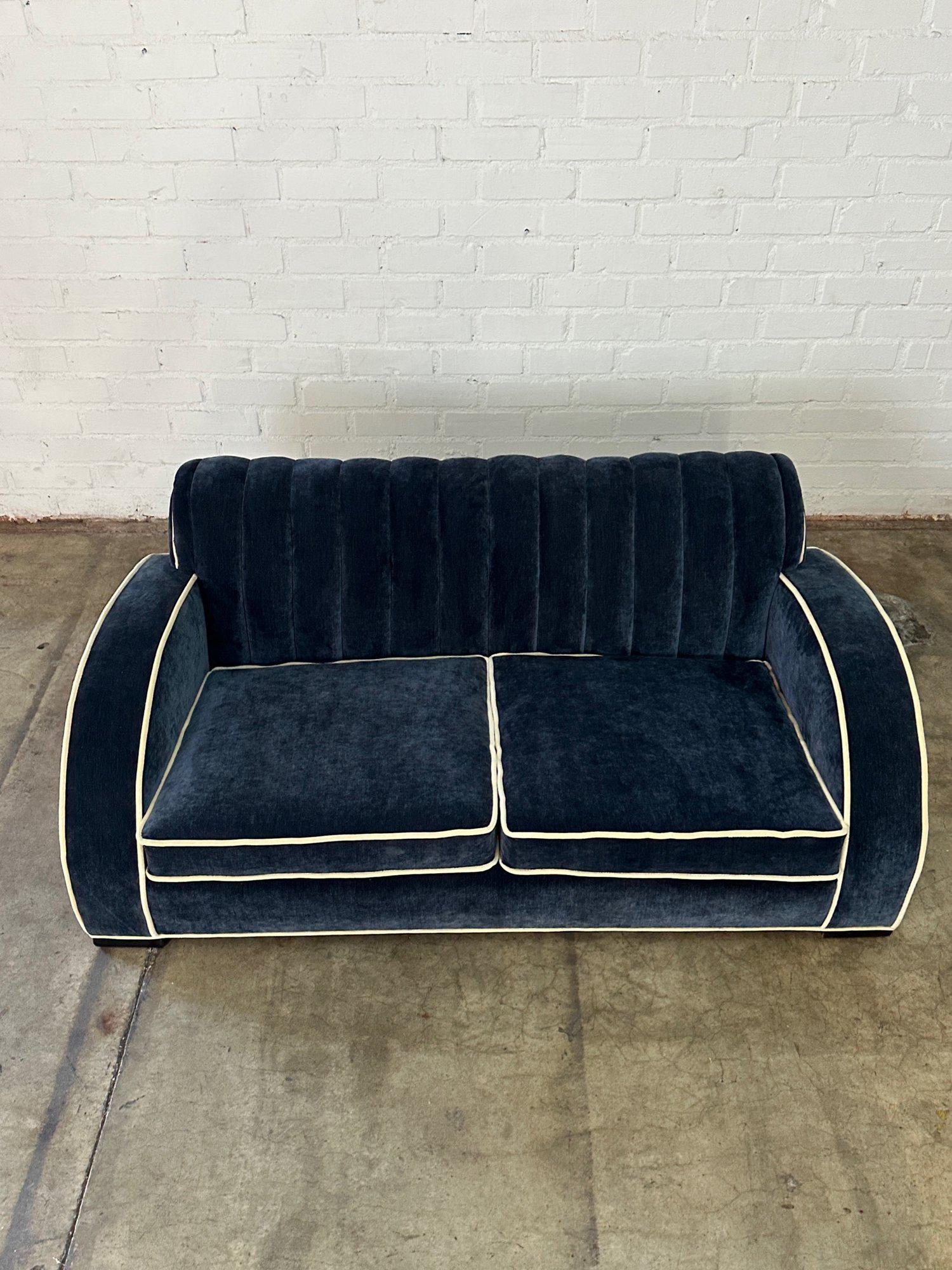 Art Deco Loveseat in Navy Blue - Etsy