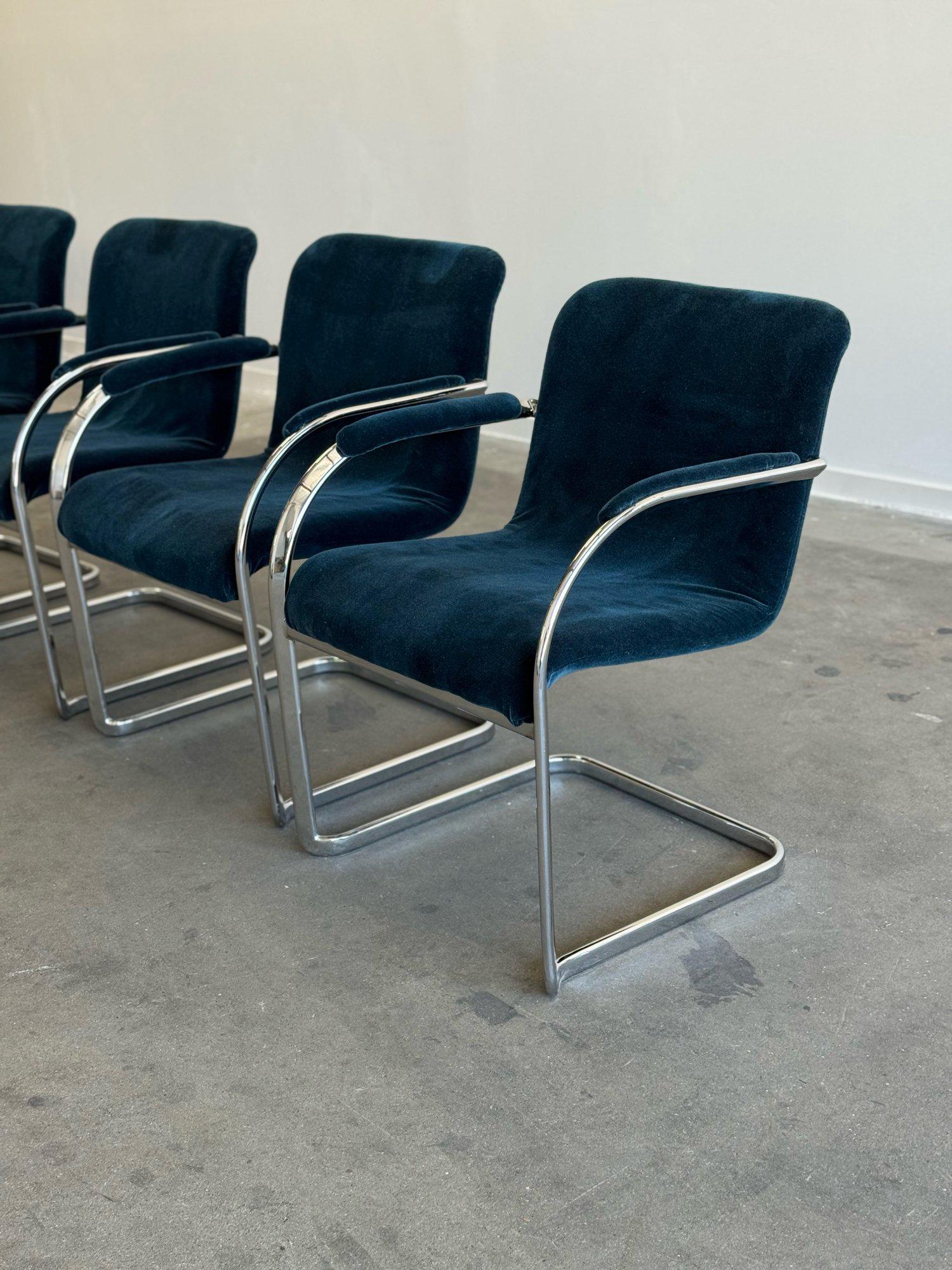 Cantilevered Arm Chairs - Set of Four - Etsy
