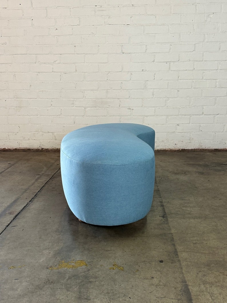 Denim Ottoman With Walnut Legs - Etsy