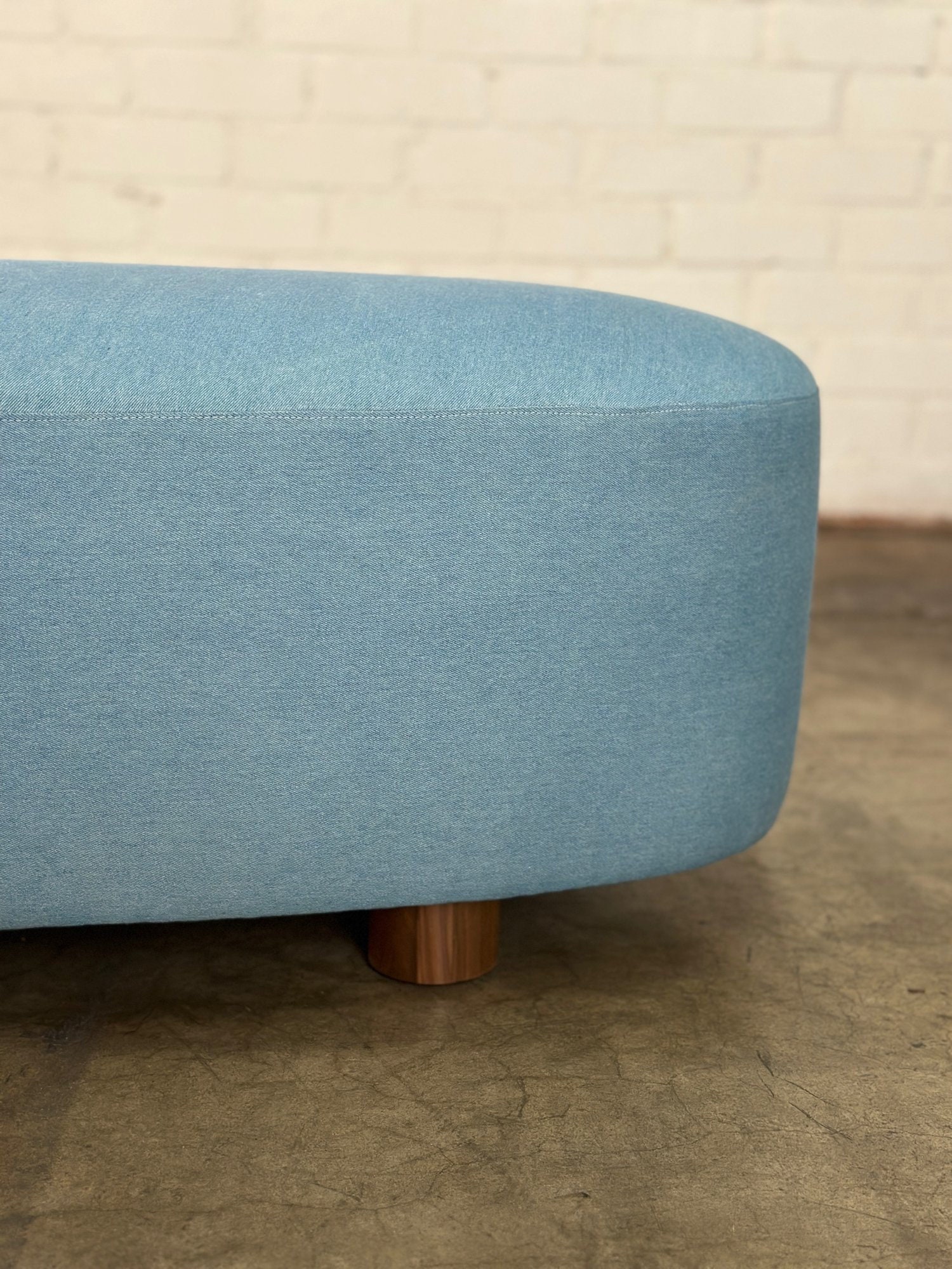 Denim Ottoman With Walnut Legs - Etsy