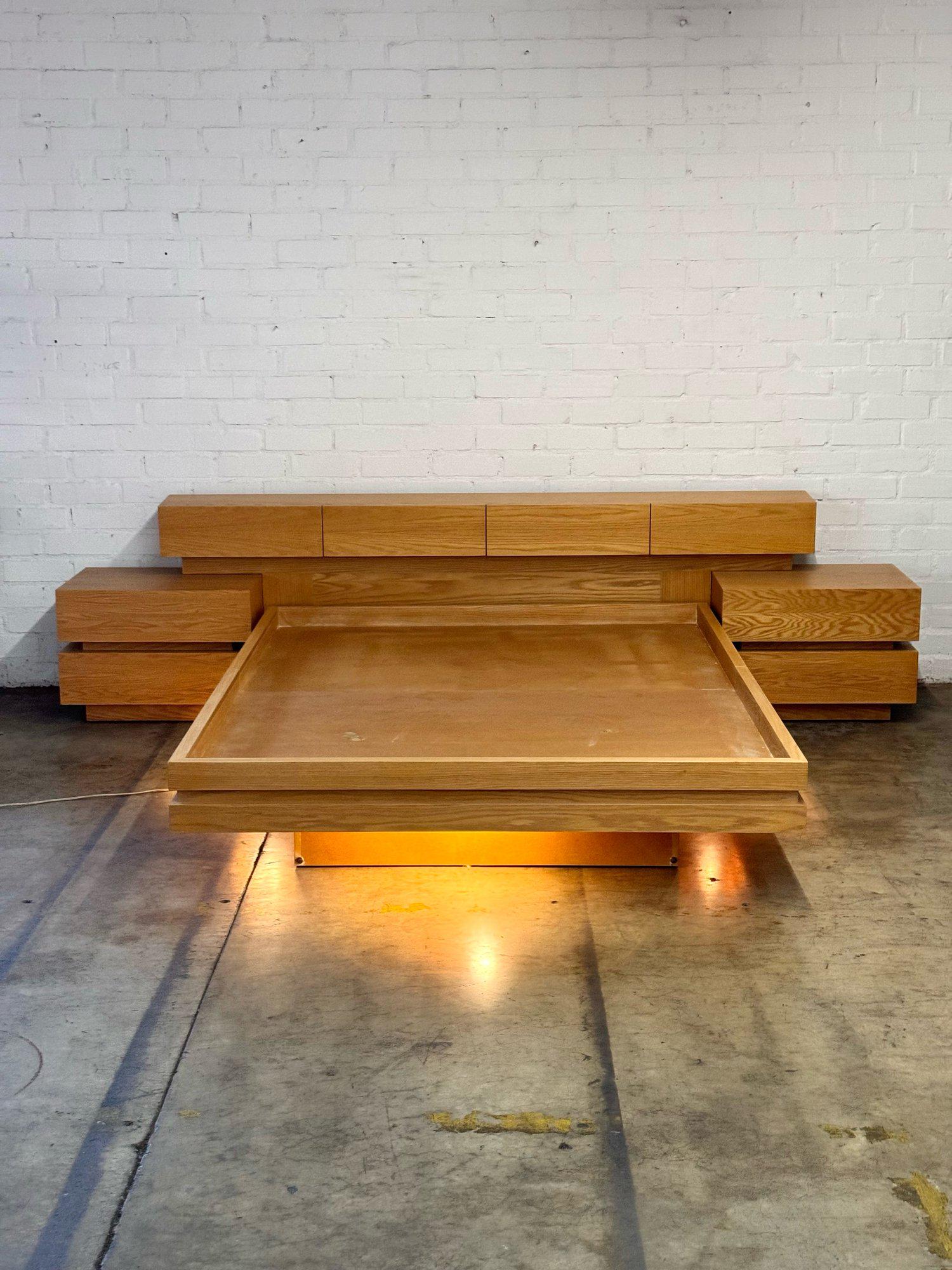 Post Modern White Oak Platform Bed - Etsy