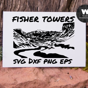Fisher Towers Colorado River and La Sal Mountains Moab Utah Clipart SVG ...