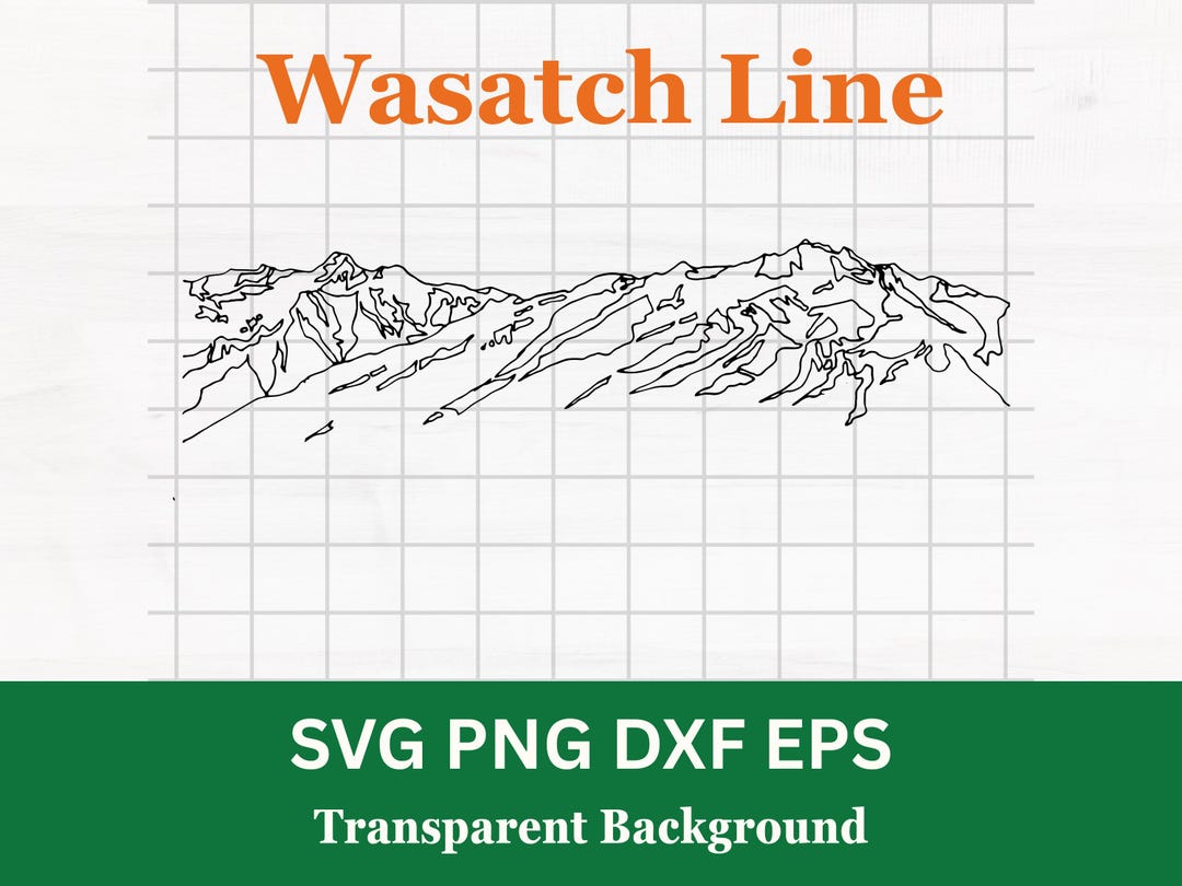 Wasatch Mountain Range SLC Line Clip Art Vector, Salt Lake City Utah ...