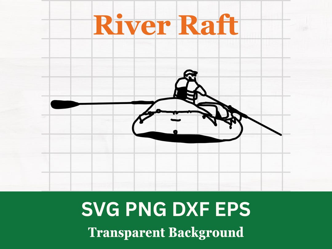 Whitewater River Raft Outline Handdrawn Clipart Png Svg Eps Dxf Digital ...