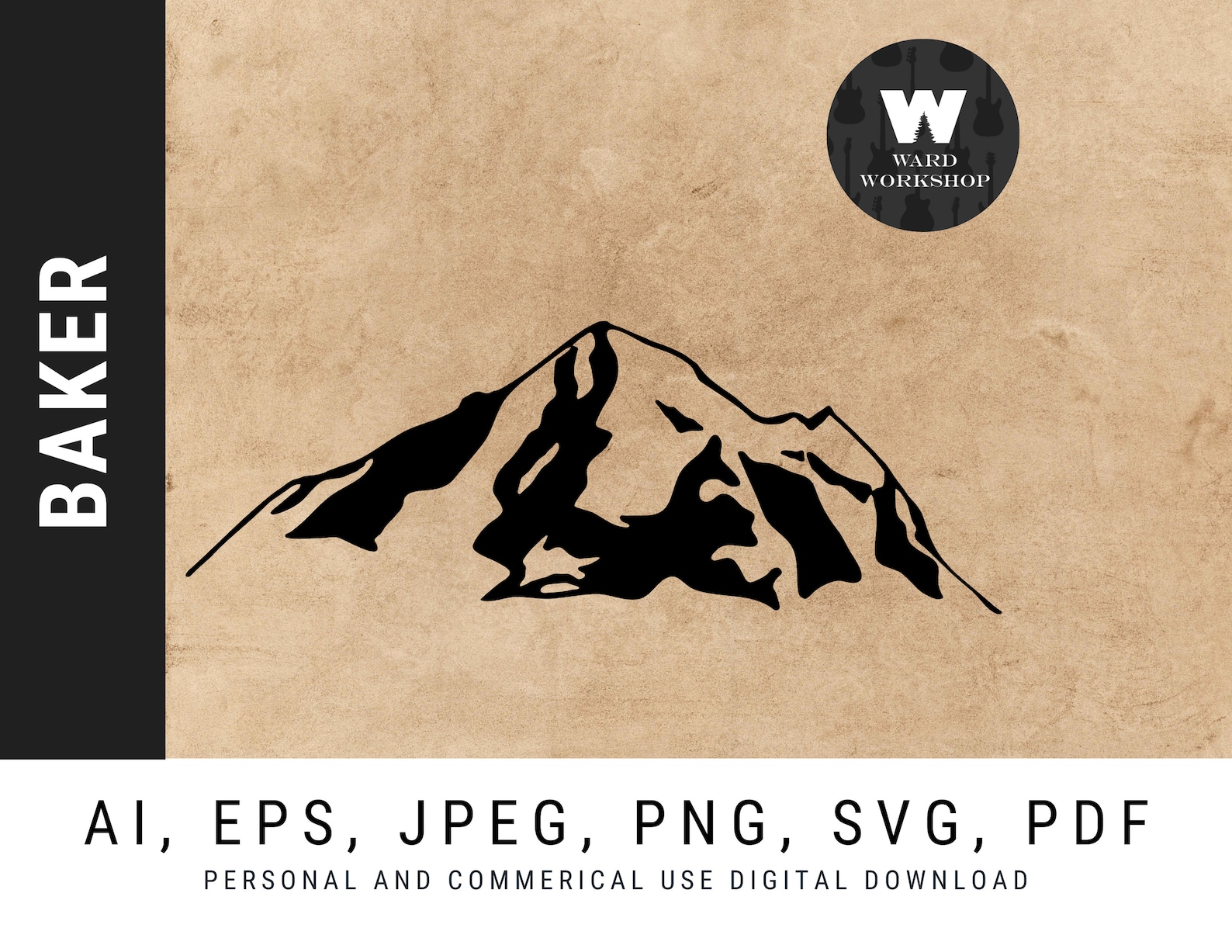 Mt. Baker Washington Vector Clip Art for Commercial and Personal Use - Etsy