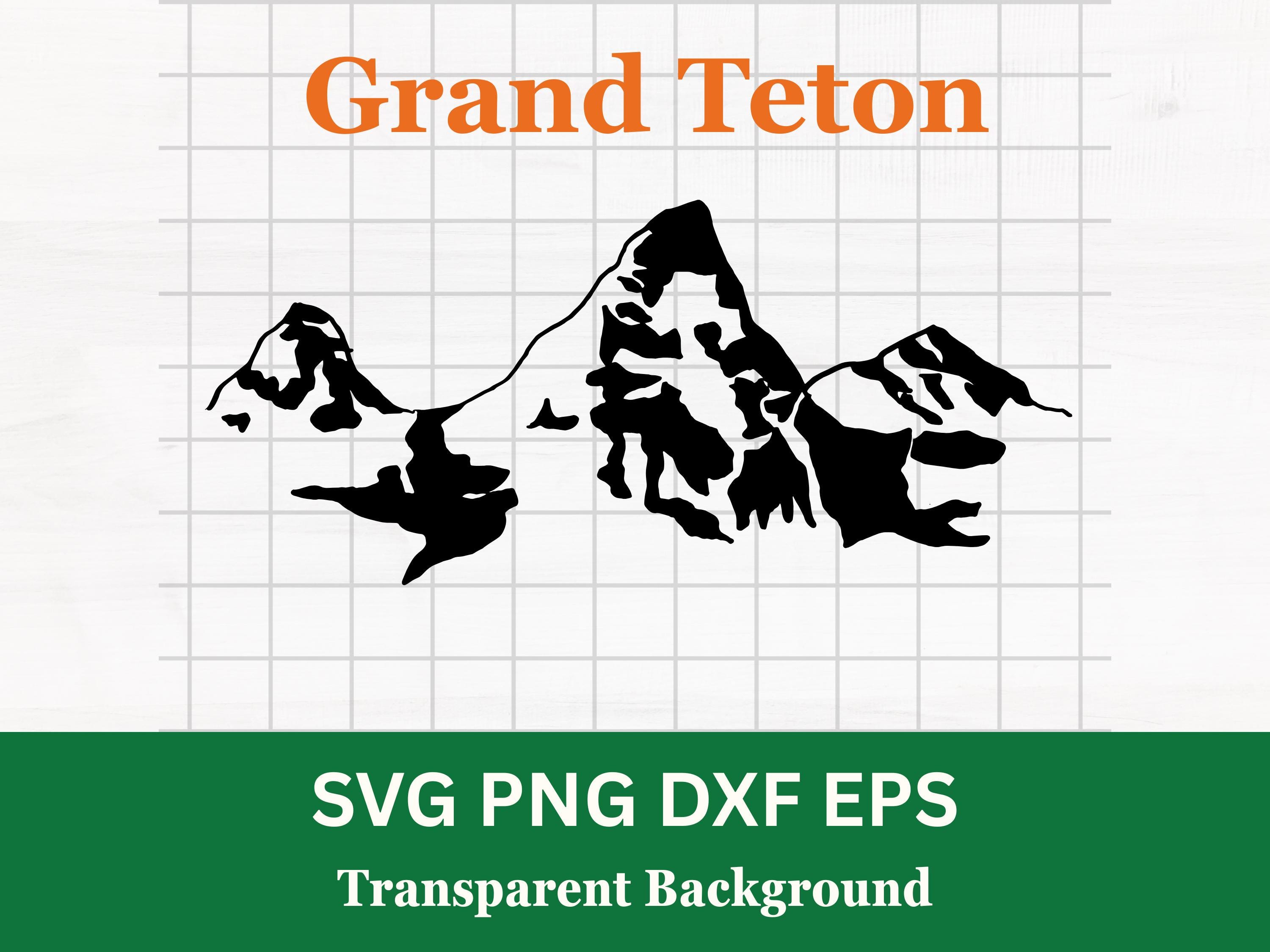 Grand Teton Svg | Teton National Park Wyoming | Mountain Outline ...